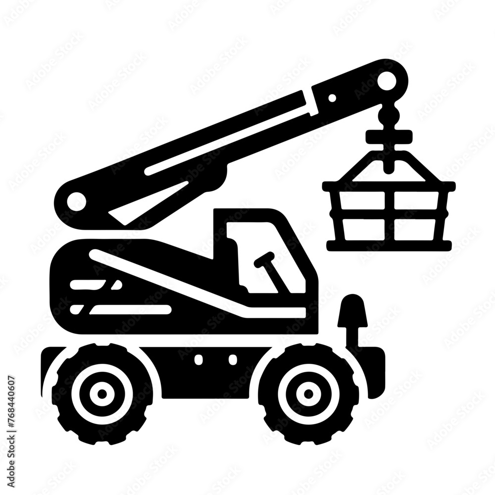 cherry picker as a simple single icon logo vector illustration ...