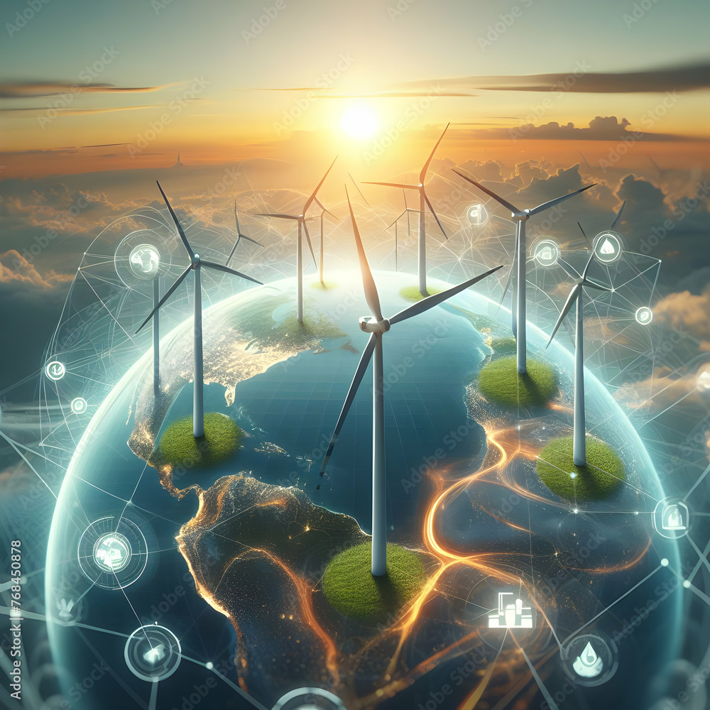 Photo real for Wind turbines across different landscapes in Zero Carbon ...