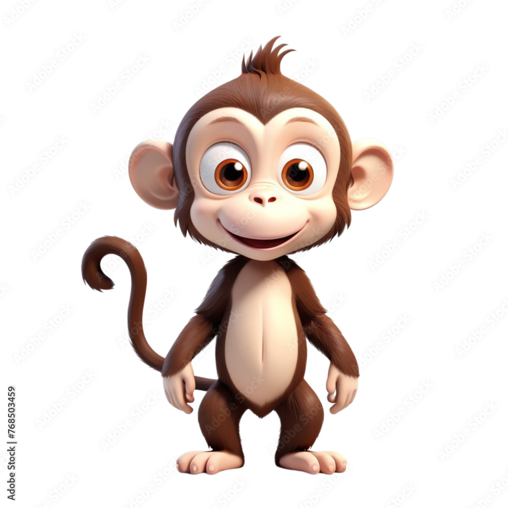3d rendering of cartoon monkey on Isolated transparent background png ...