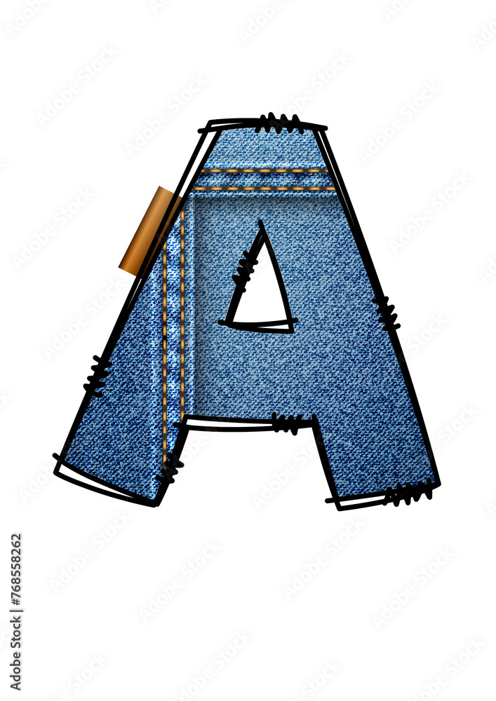 Illustration Stock Doodle Alphabets, Blue Denim Alphabet, Denim ...