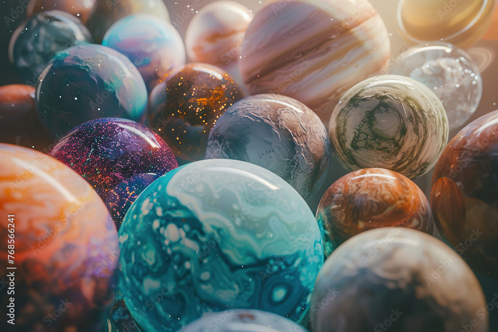 Generative ai on theme of parade of planets in solar system, bright ...