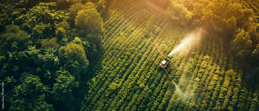 At organic farm, unidentified farmer sprays pesticides and herbicides ...