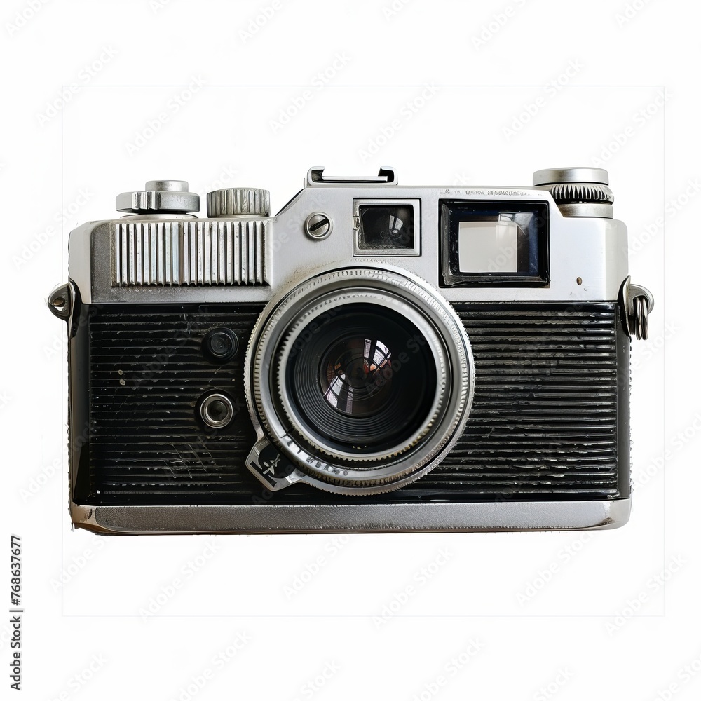 Vintage film photo camera isolated on white background, retro ...