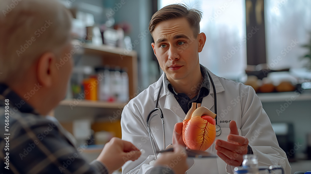 Visualizing Health: Doctor Explains Anatomy with Model Heart Stock ...