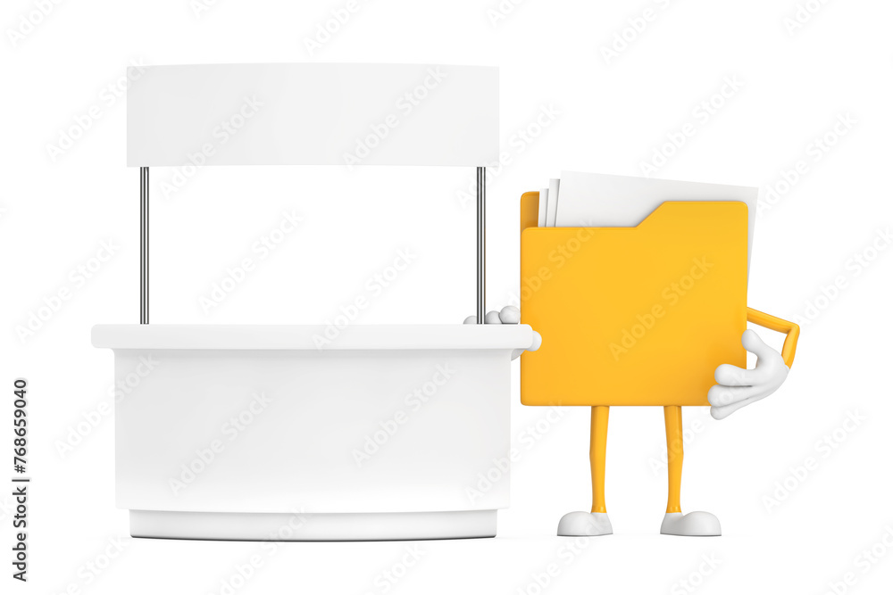 Yellow File Folder Icon Cartoon Person Character Mascot near Blank ...