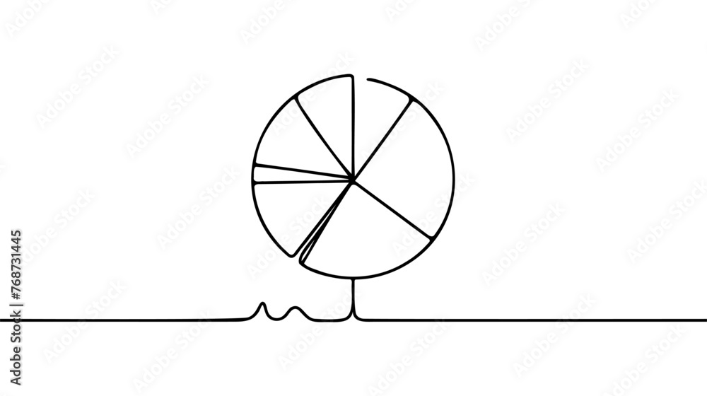Continuous line drawing of pie chart. Business concept. Sketch icon ...
