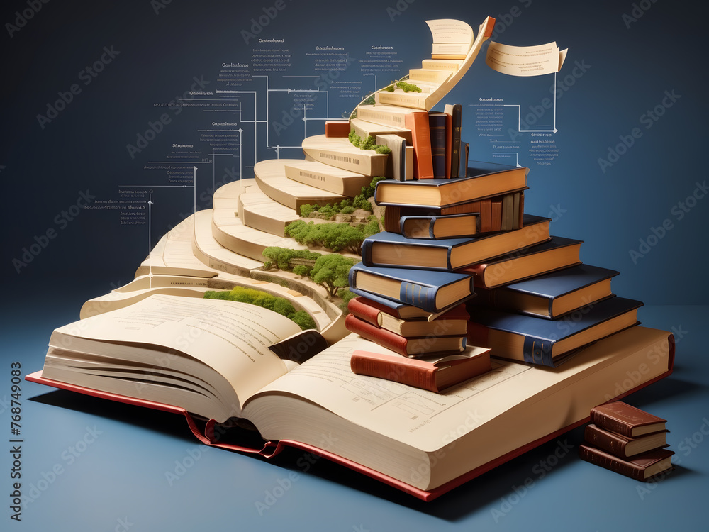 An educational roadmap depicted by the book evolves into steps, each ...