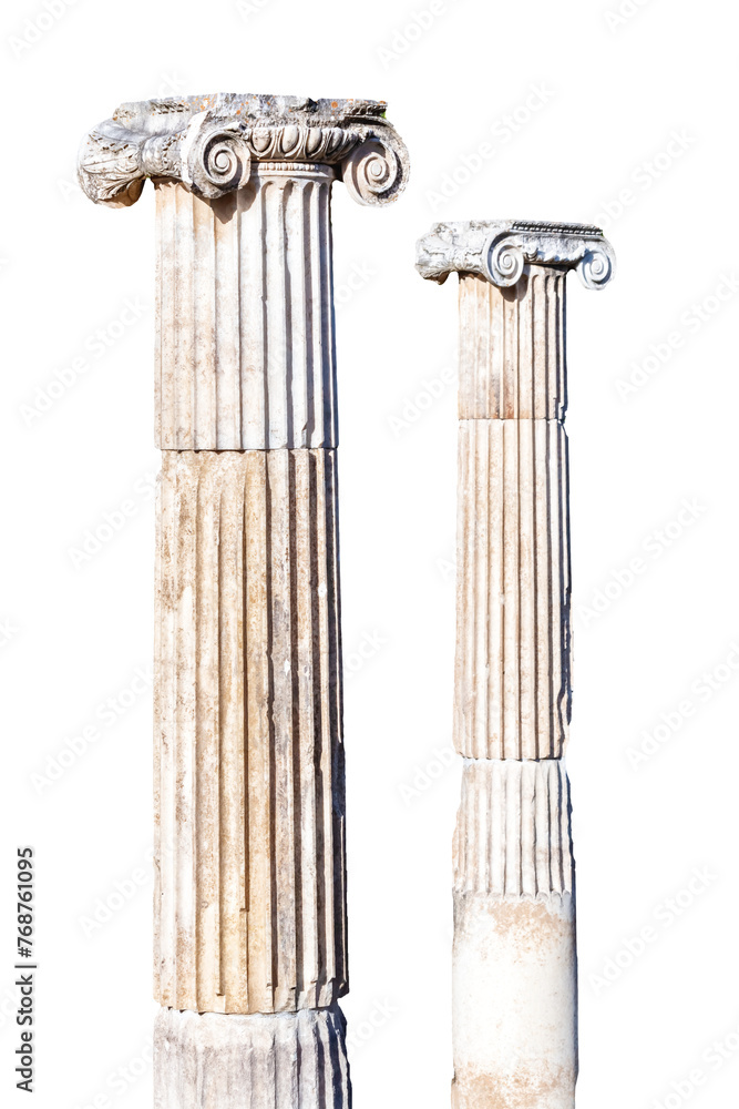 Two isolated ancient Greek columns with Ionic capitals, png ...