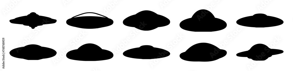 Ufo alien silhouettes set, large pack of vector silhouette design ...