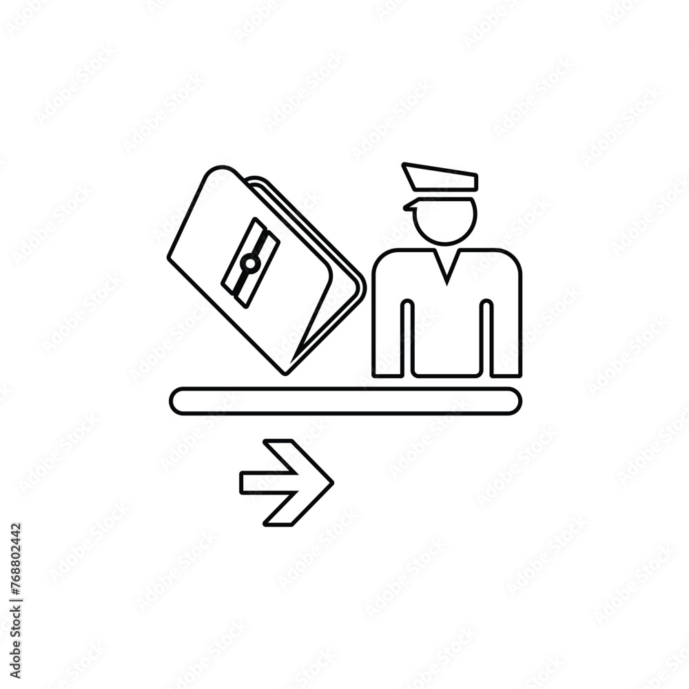 Manual passport control icon. Public information symbol modern, simple ...
