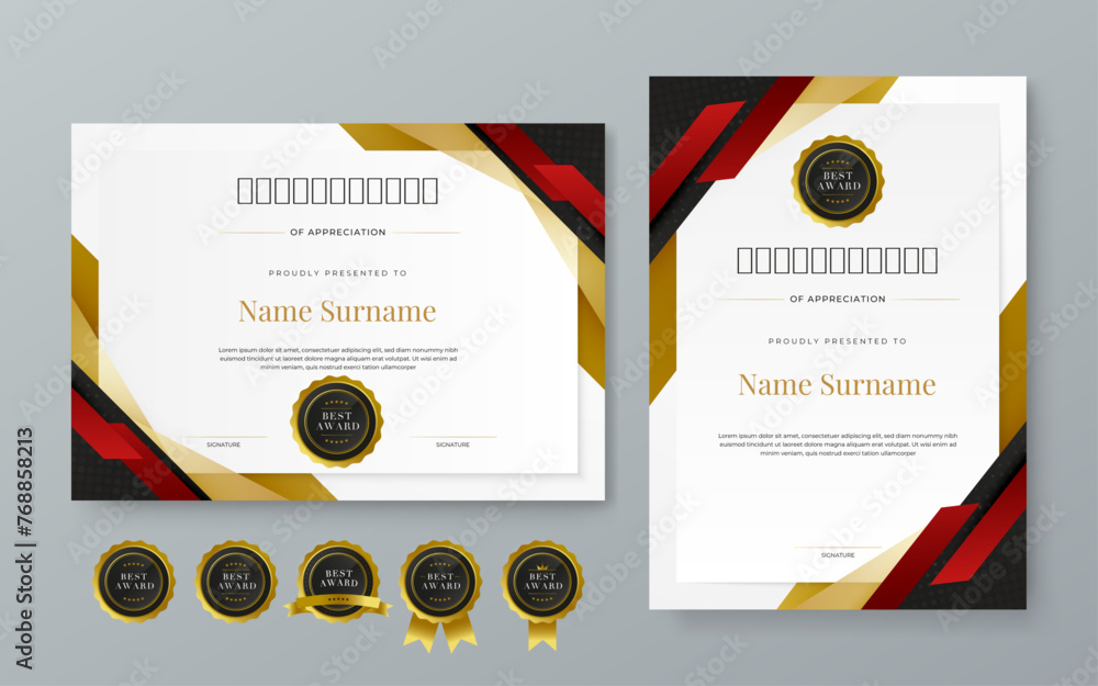 Colorful modern certificate template with shapes. For corporate ...