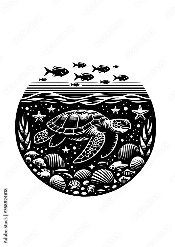 Vector de Stock Sea Turtle SVG, Sea Turtle Clipart, Beach SVG, Ocean ...