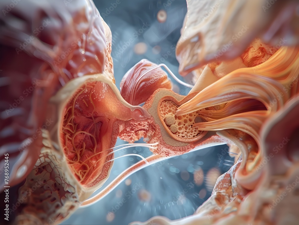 Detailed Inner Ear Cochlea Showcasing Sound Waves Translation with Soft ...