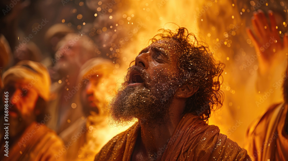 Pentecost, the Apostles, christian background, generative ai Stock ...