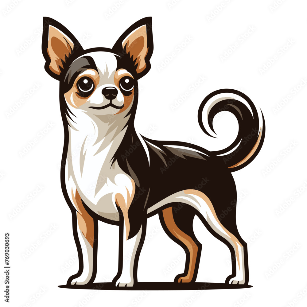 Cute chihuahua dog full body vector illustration, funny adorable pet ...