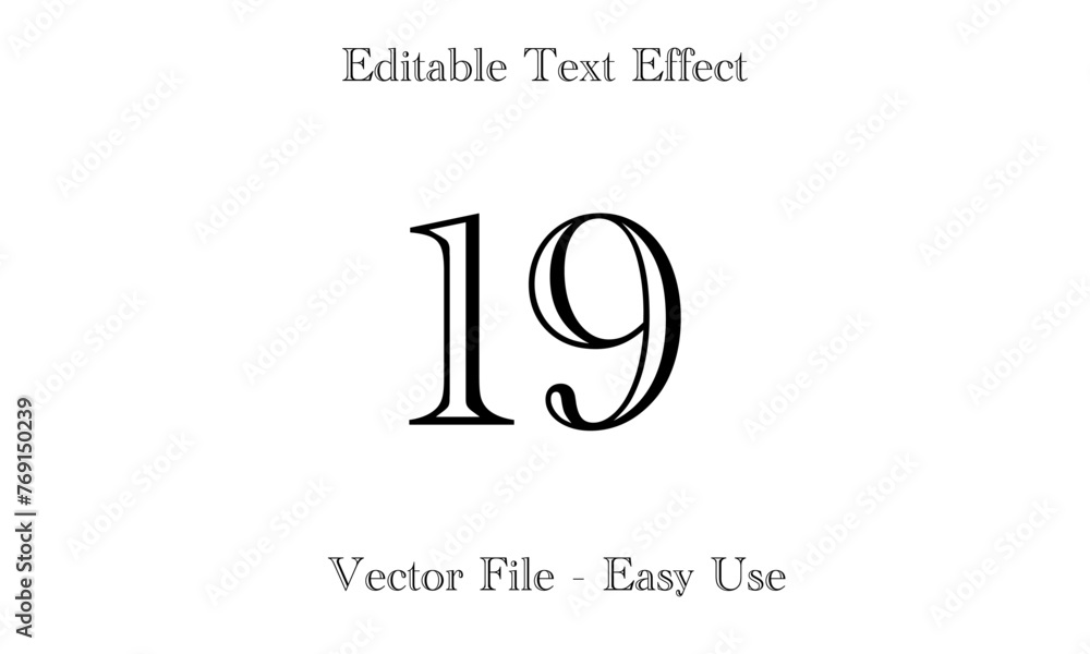Editable Number 1-20. Editable Text Effect Vector File Stock Vector ...