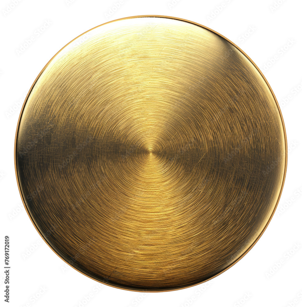 Polished golden metal plate with circular texture, cut out - stock png ...