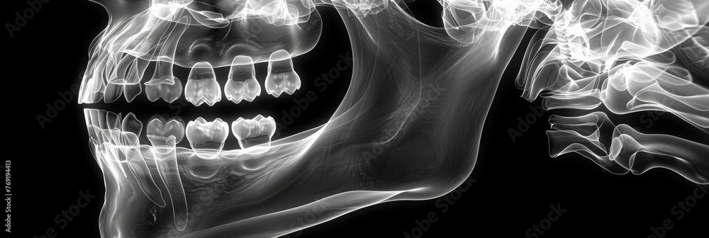 Sharp 3D dental x-ray reveals human mandible and maxilla anatomy with ...