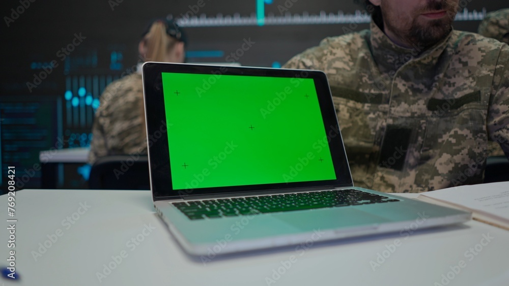 Group of security squad in control center. Military headquarters ...