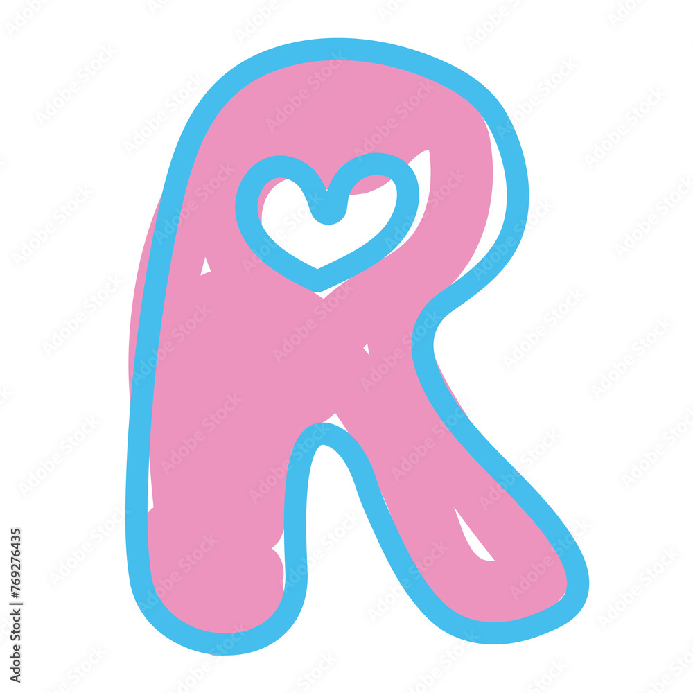 Hand drawn R alphabet letter for brand logo, icon, decoration, pastel ...