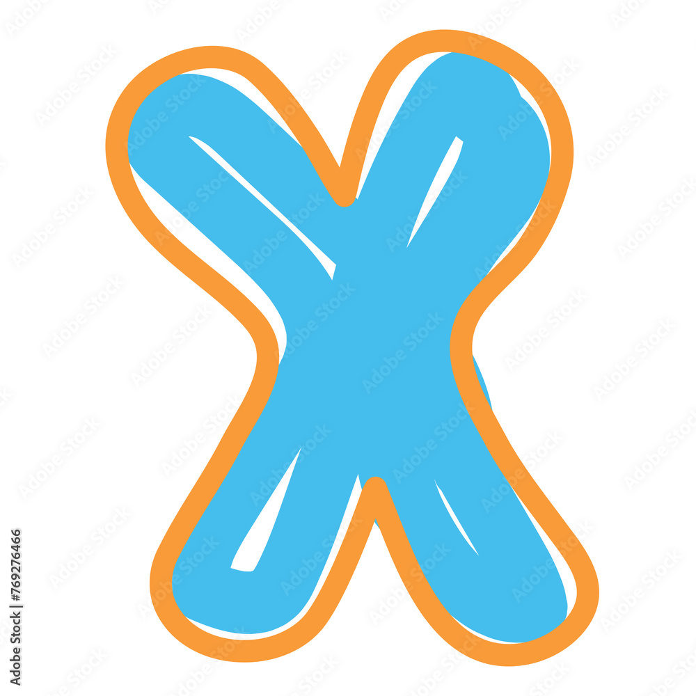 Hand drawn X alphabet letter for brand logo, icon, decoration, pastel ...