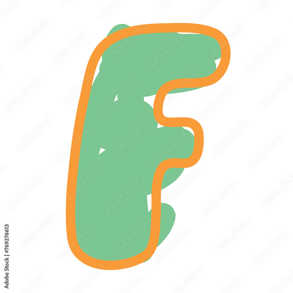 Hand drawn F alphabet letter for brand logo, icon, decoration, pastel ...