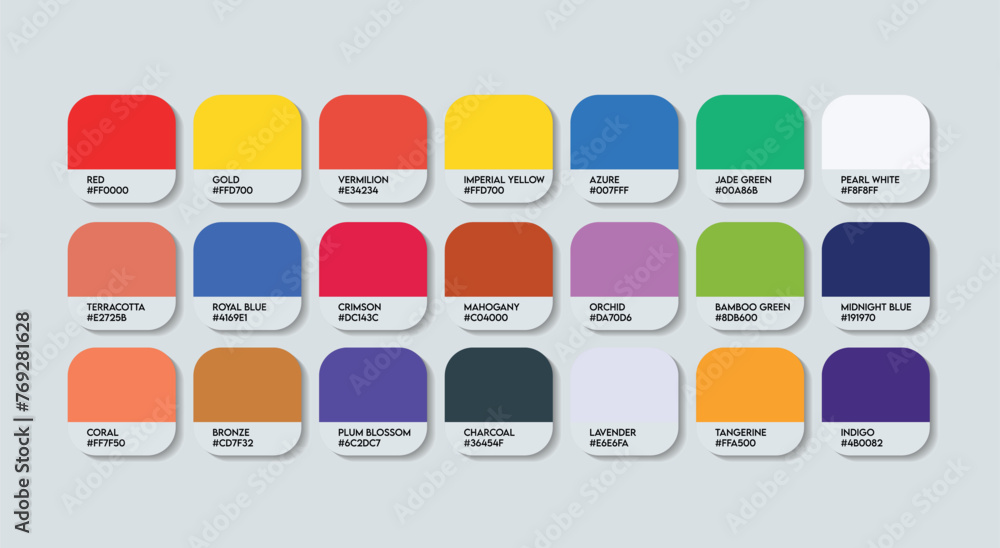China Color Palette, China Cultural Color Code Guide Palette with Color ...