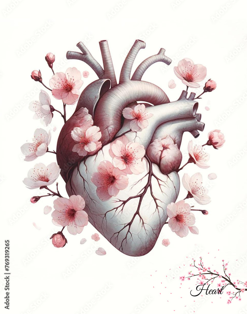 Anatomy of heart formed by beautiful cherry Blossom spring blooms ...