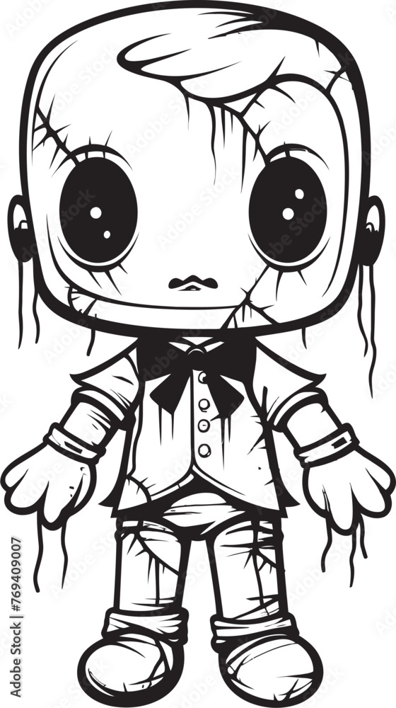 Malevolent Undead Companion Spooky Zombie with Black Icon Eerie Doll of ...