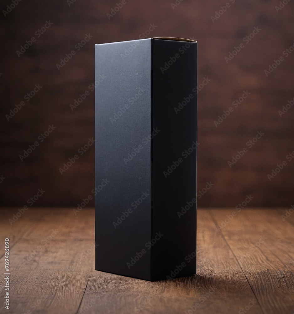 Mockup of black rectangular box for alcohol bottle presentation ...