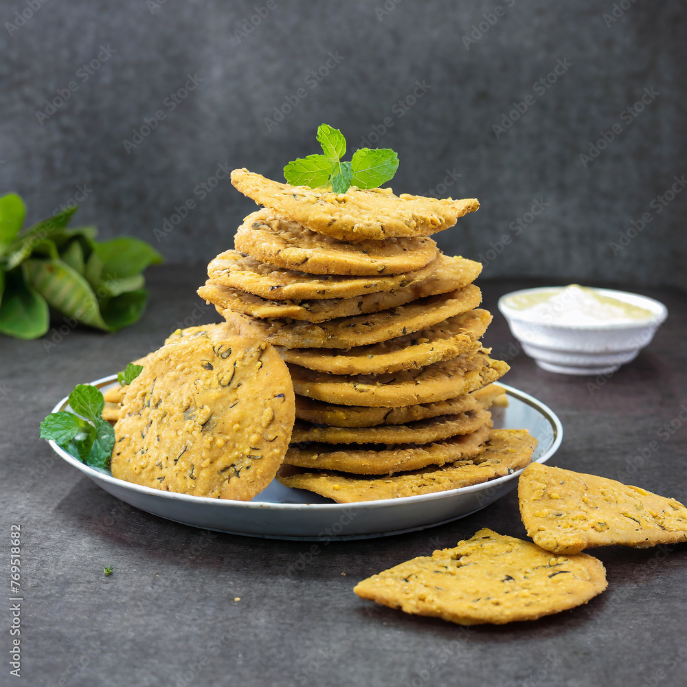 indian namkeen methi mathri Stock Photo | Adobe Stock