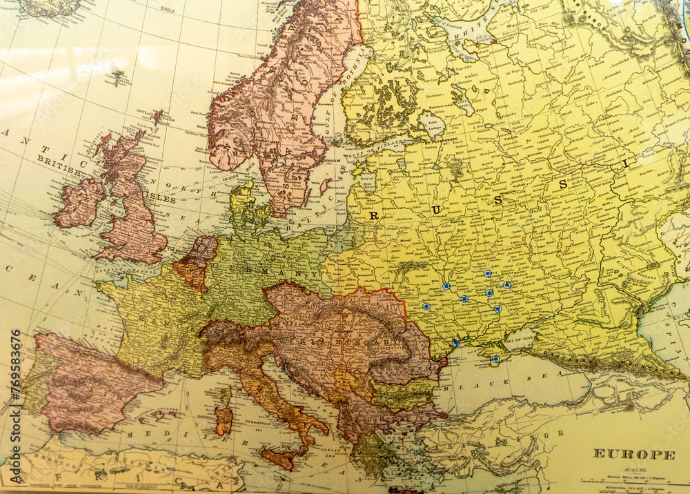 Antique world map, Europe - circa 1900 Stock Photo | Adobe Stock