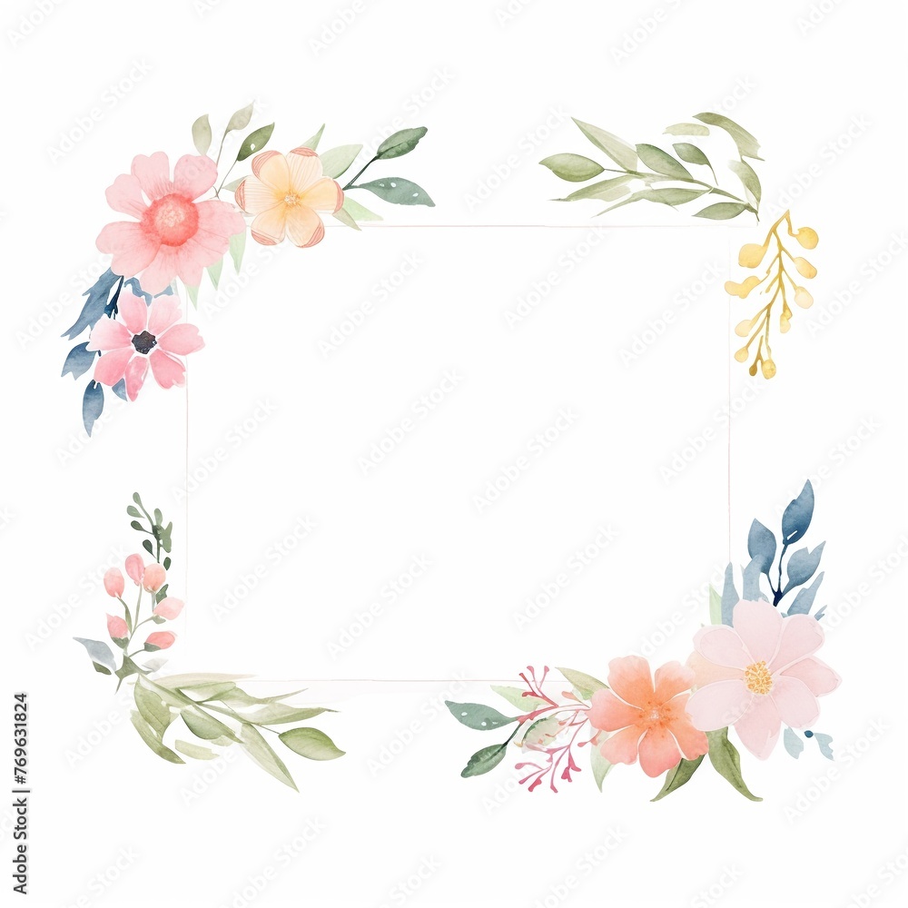 Floral borders and frames, clipart, watercolor illustration clipart ...
