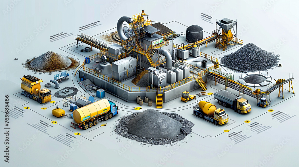 ภาพประกอบ Stock The lifecycle of recycled aggregates from demolition to ...