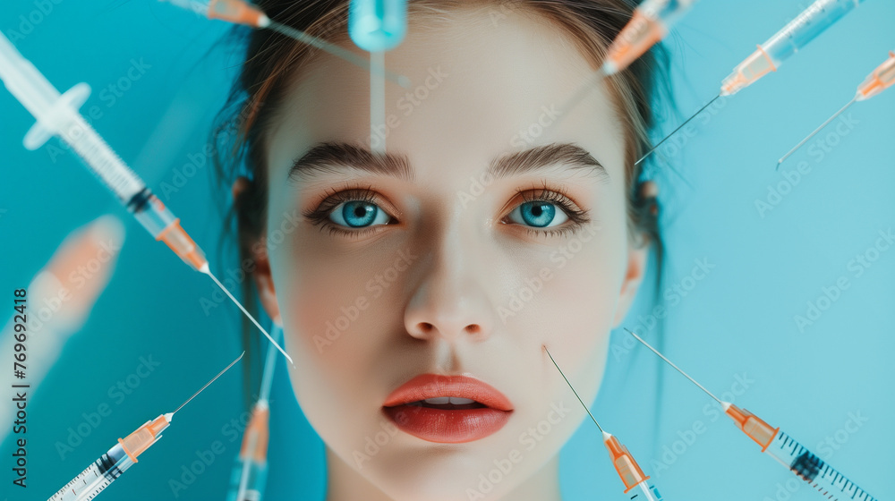 Stock-Illustration „Lots of syringes with needles around a beautiful ...