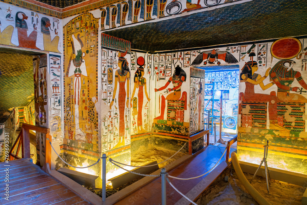 Tomb of Nefertari decorated with colorful paintings in the Valley of ...
