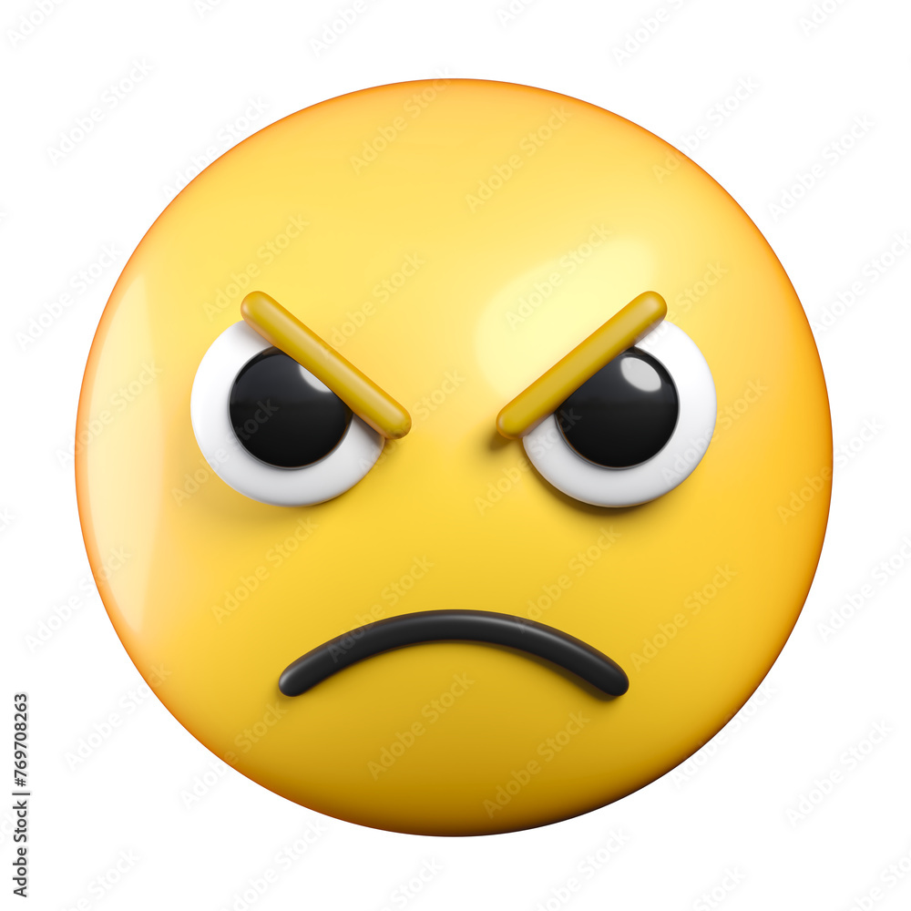 Angry Face emoji, face with a frowning mouth and eyes and eyebrows ...