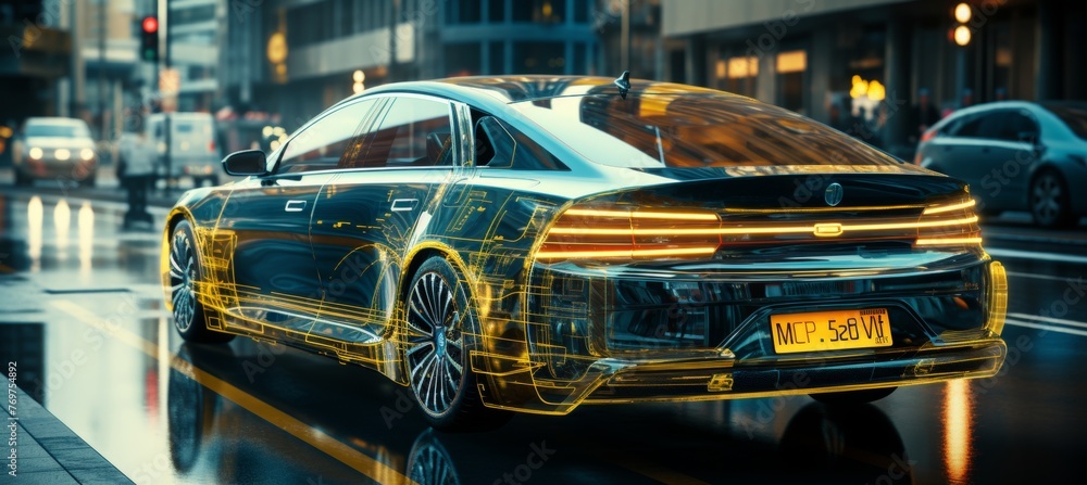 A detailed visual representation of the advanced smart car technology ...