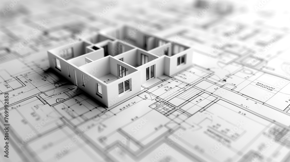3D paper model of an architecture project. Stock Photo | Adobe Stock