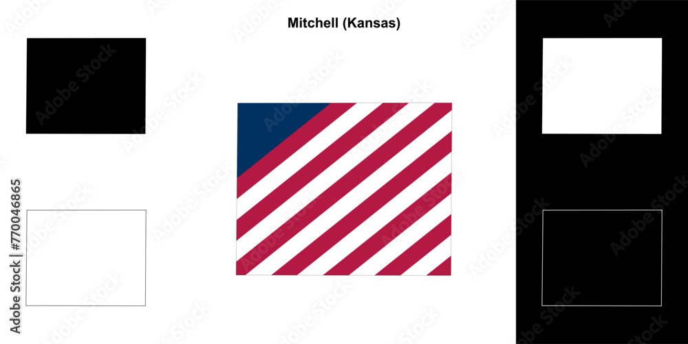 Mitchell county (Kansas) outline map set Stock Vector | Adobe Stock