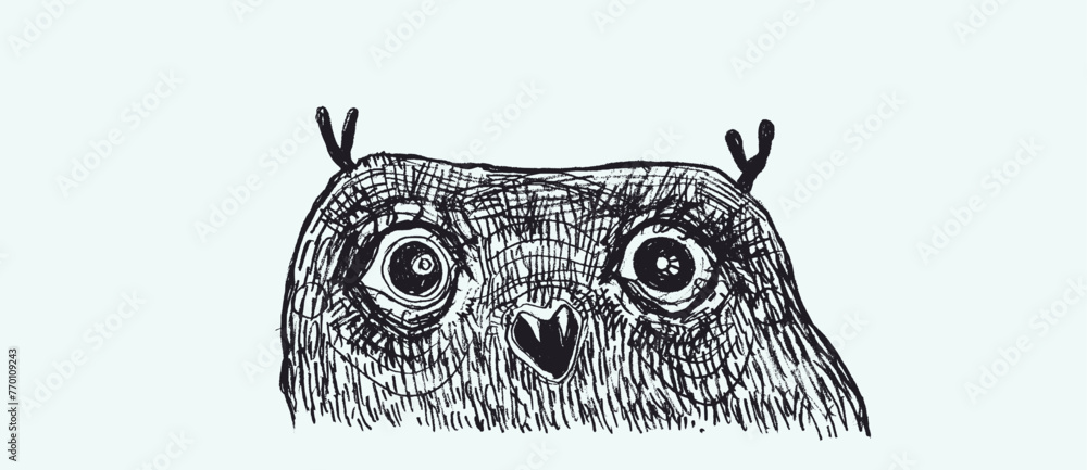 Vector illustration with a monster. Tattoo idea drawing. Hand drawn ...