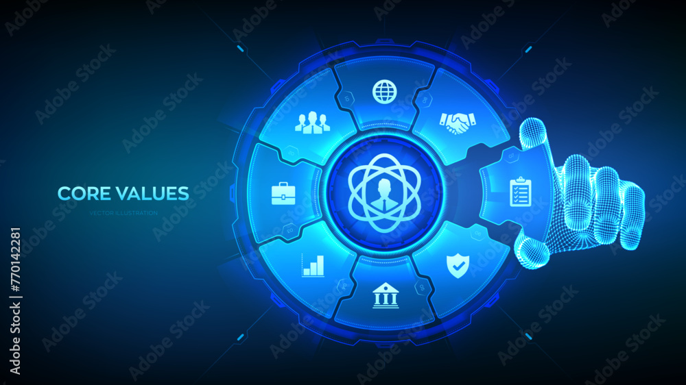 Core Values infographic. Responsibility Ethics Goals Company business ...