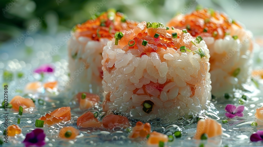 Sushi, a Japanese delicacy, combines vinegared rice with various ...