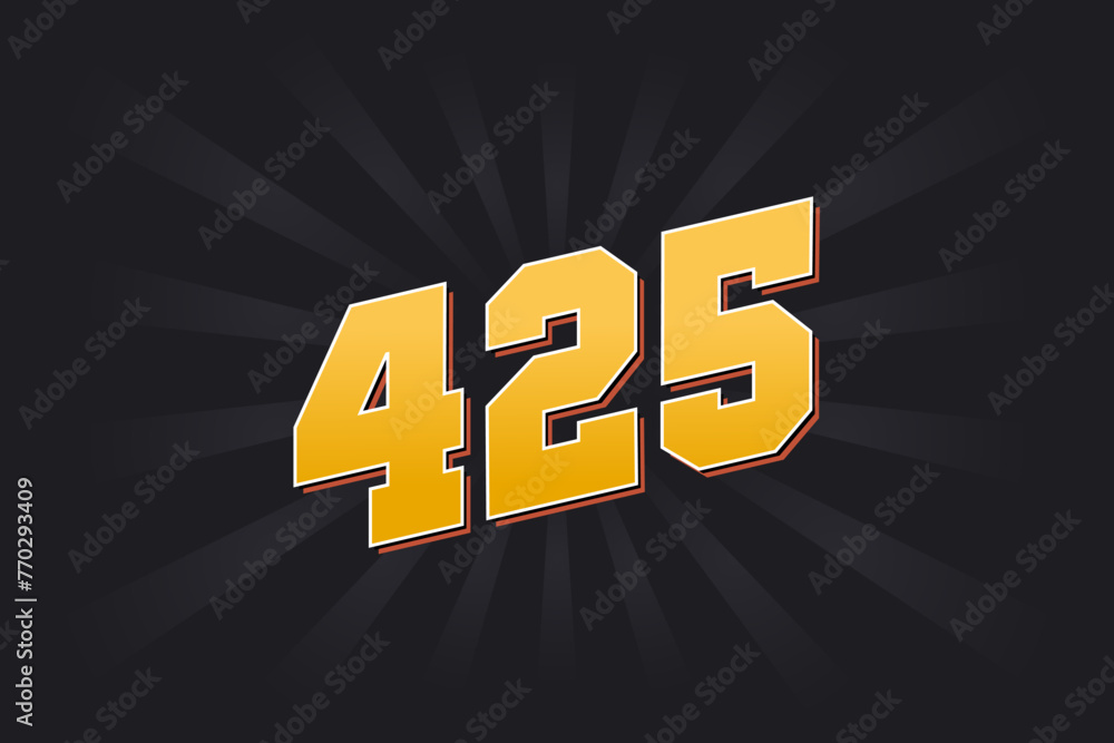 Number 425 vector font alphabet. Yellow 425 number with black ...