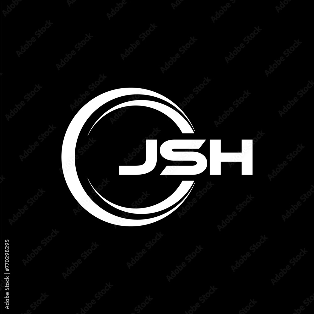 JSH letter logo design with black background in illustrator, cube logo ...