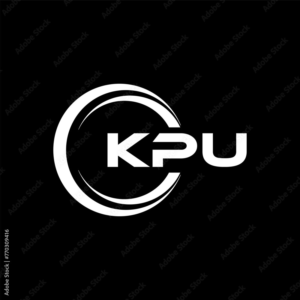 KPU letter logo design with black background in illustrator, cube logo ...