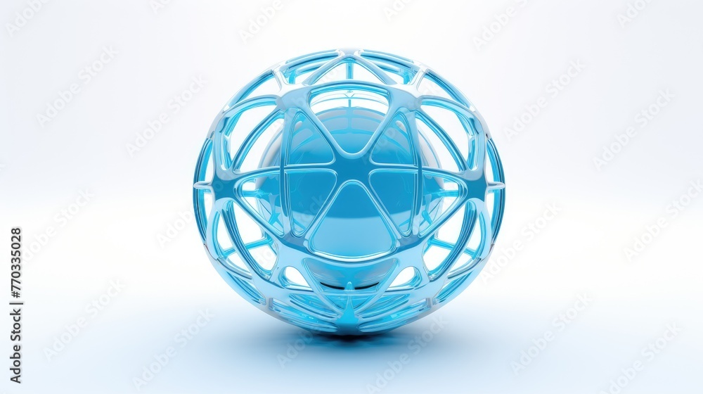 image of a spherical tesseract in light blue color, featuring a ...