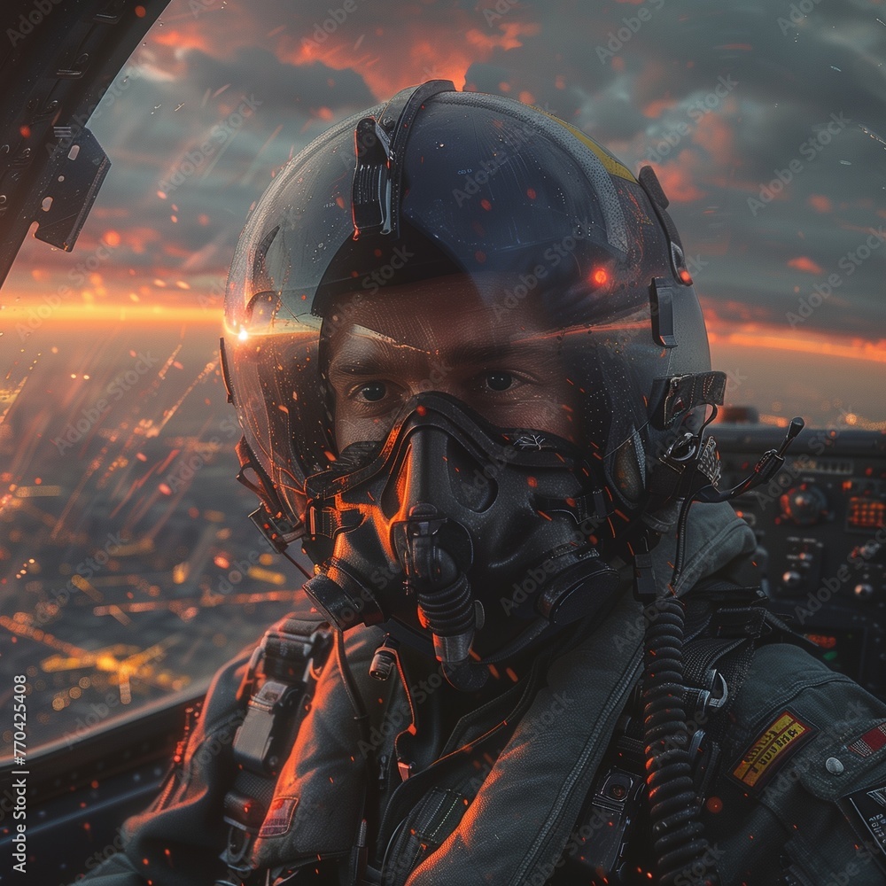 jet fighter pilot in a cockpit Stock Photo | Adobe Stock