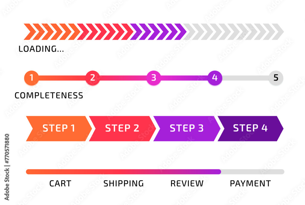 Progress bar. Infographic design. Loading process. Measurement line ...