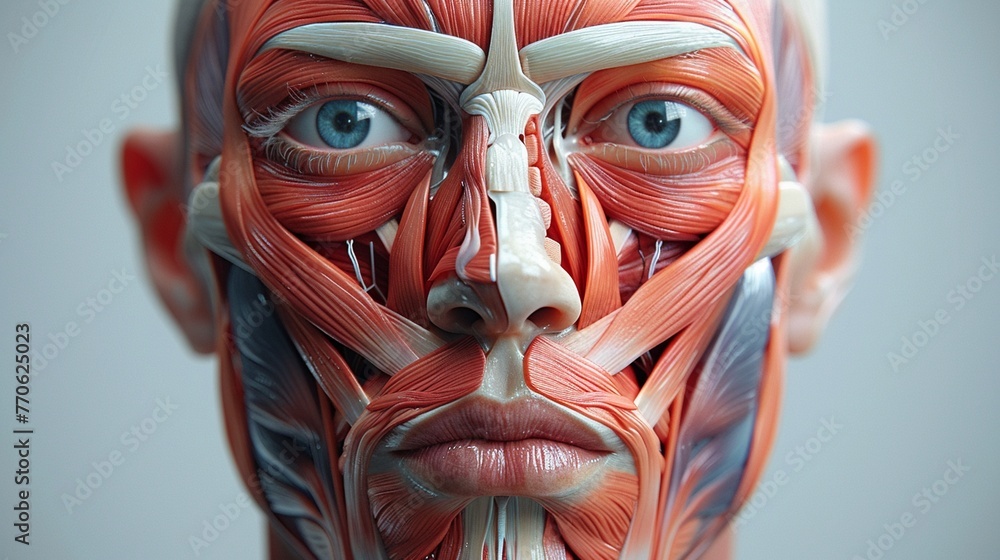 Render the muscles of the face, illustrating expressions and their ...